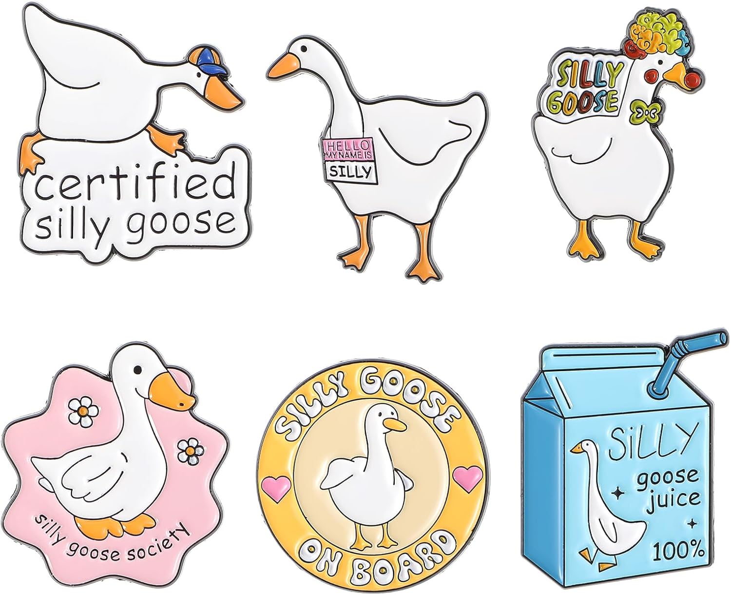 Amazon.com: YUXIANLB Funny Animal Enamel Pins Set, 6 Pcs Cute Silly ...