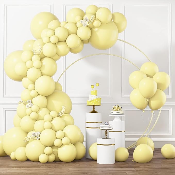 Amazon.com: RUBFAC Pastel Yellow Balloons, Light Yellow Balloons ...