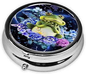 Amazon.com: Round Pill Box 3 Compartment Travel Frogs Flower Medicine ...