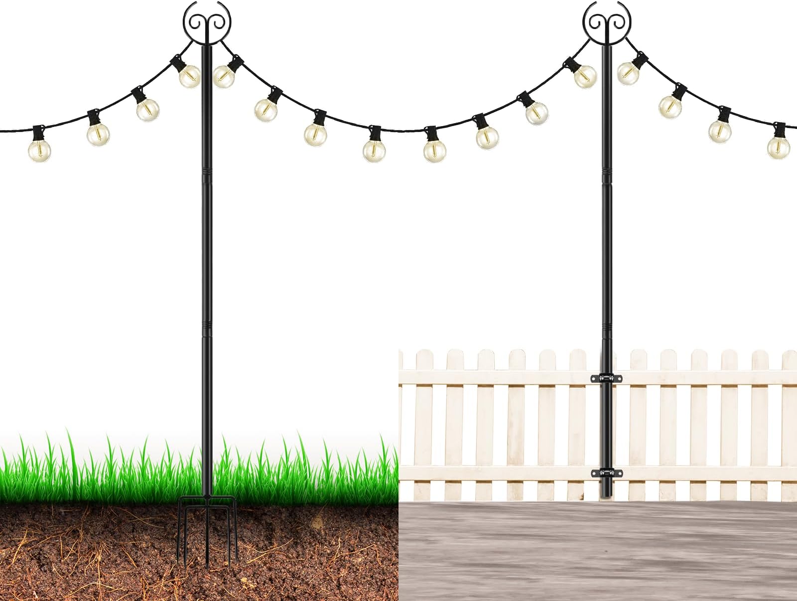 Amazon.com: String Light Poles – 2 Pack 10Ft Poles for Outdoor String ...