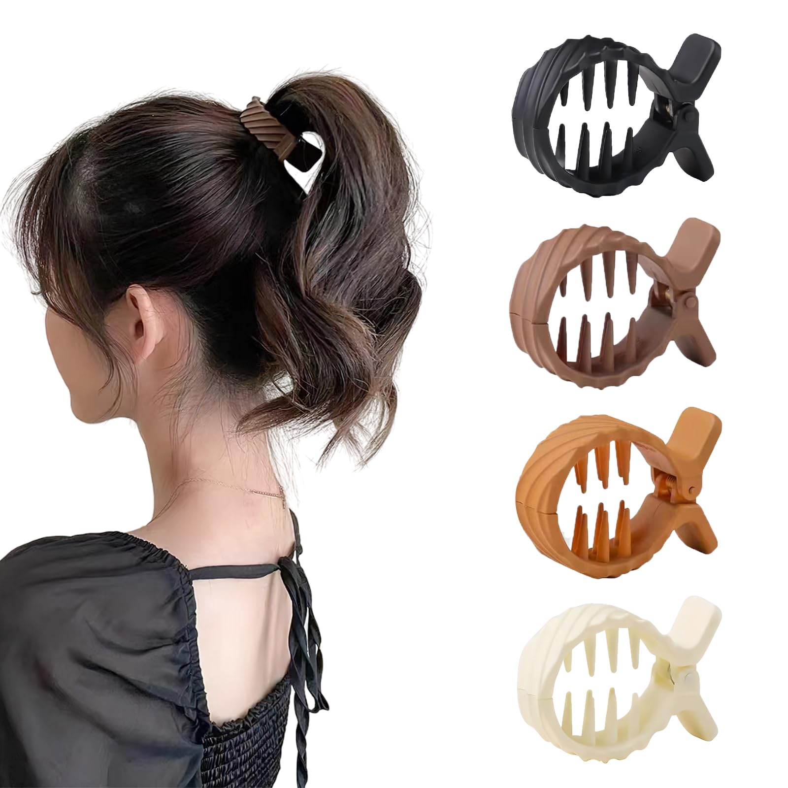 4 Pcs Matte Diagonal Stripe Ponytail Buckle Hair Clip High Ponytail ...