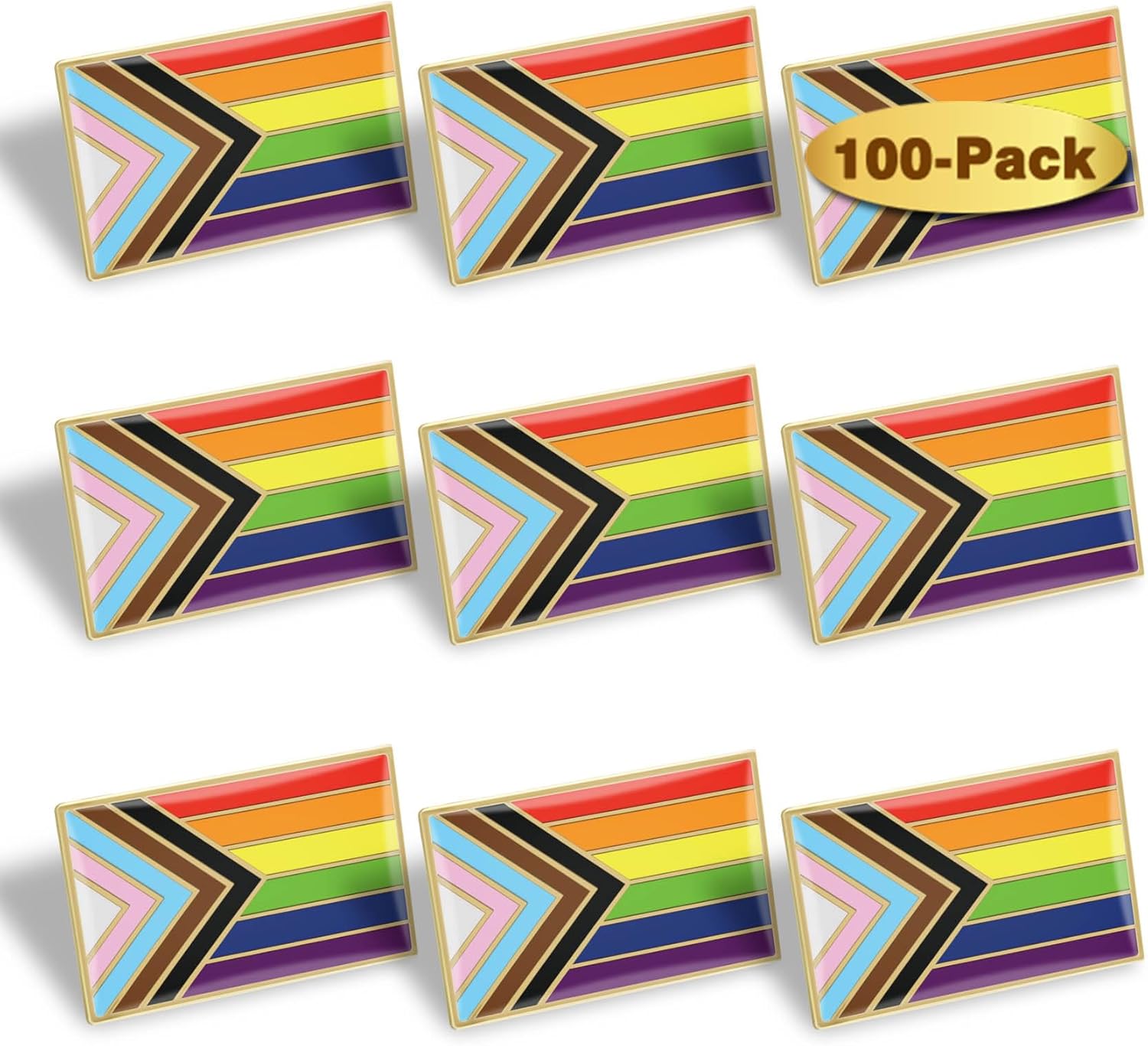 Amazon.com: 100 Pcs Progress Pride Lapel Pins Bulk- LGBT Transgender ...