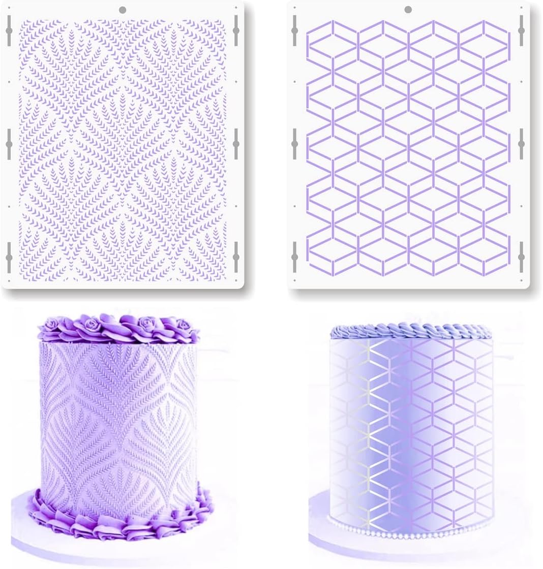 Amazon.com: 2pcs Cake Decorating Stencils Decorating Buttercream Spray ...
