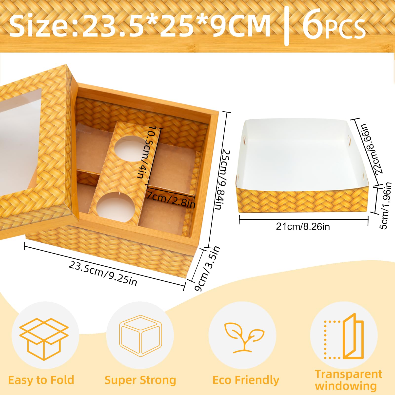Snapklik.com : Cupcake Containers Weaved Bamboo Printed,2-Layer ...