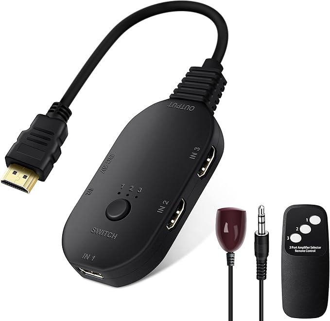 Interruptor HDMI 4K 60HZ, interruptor HDMI 3 en 1 salida HDMI ...