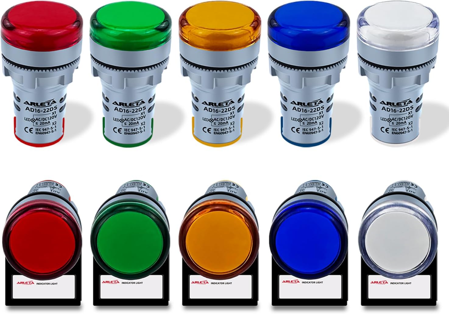 Amazon.com: Baomain LED Indicator Pilot Light AD16 L22 20mA 22mm 0.86 ...