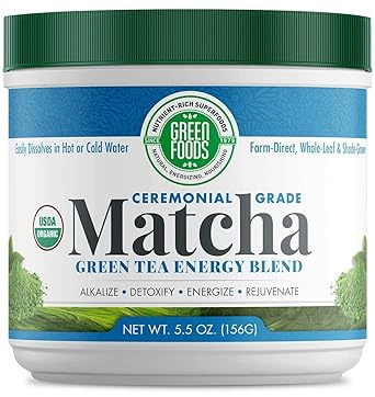 Amazon.com : Green Foods Organic Matcha Green Tea, 5.5 Ounce : Green ...