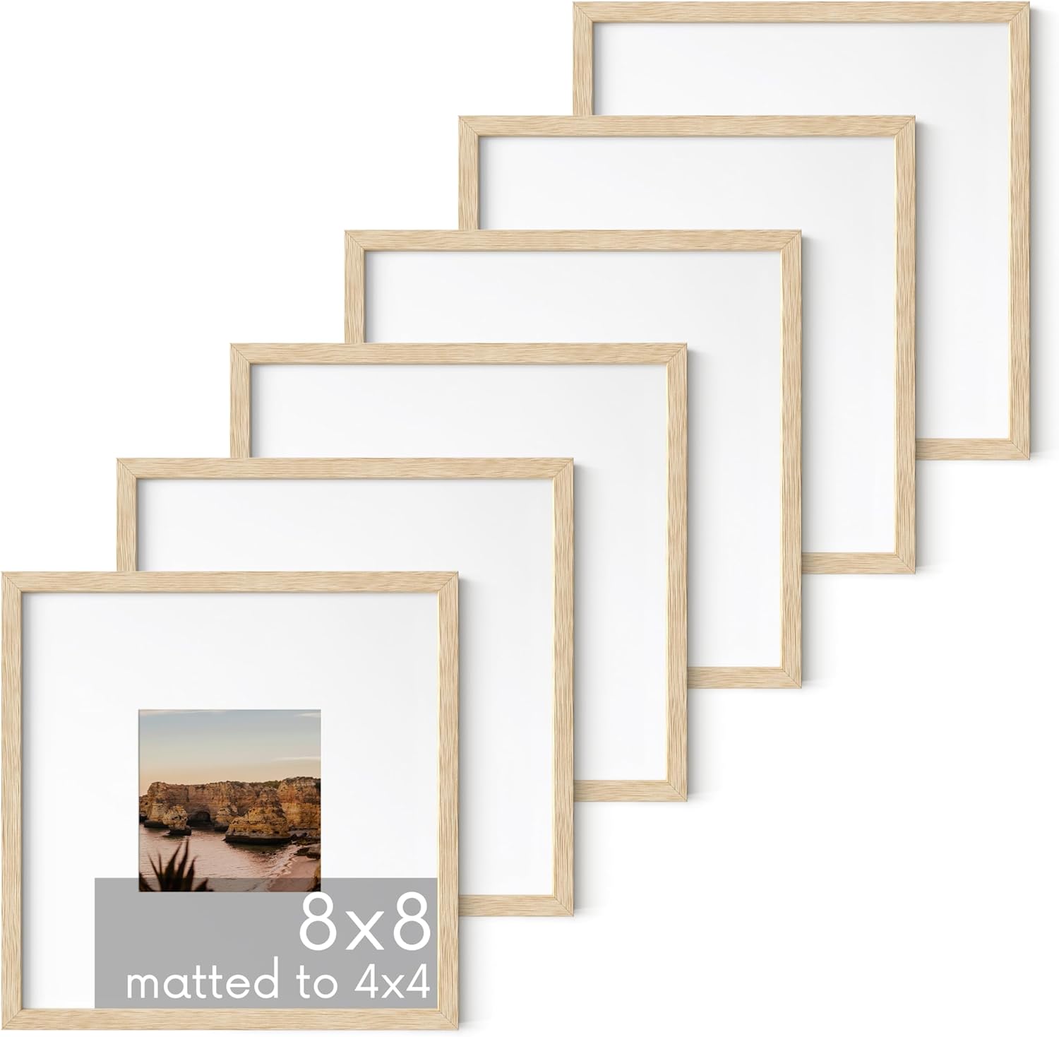 Amazon.com - HAUS AND HUES Solid Oak Wood 8”x8” Picture Frames Matted ...