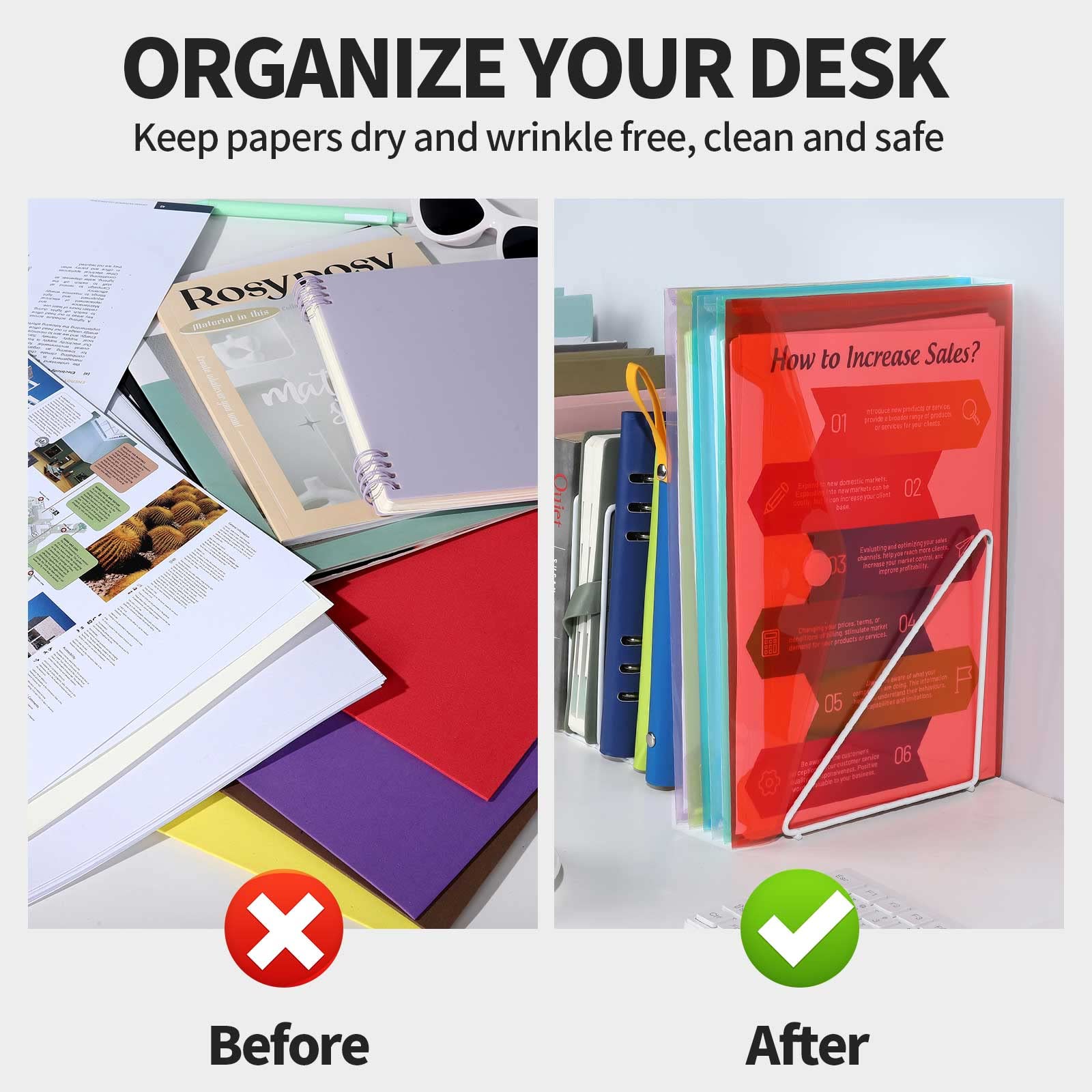 Snapklik.com : Plastic File Folders For Documents, 6 PCS Plastic ...