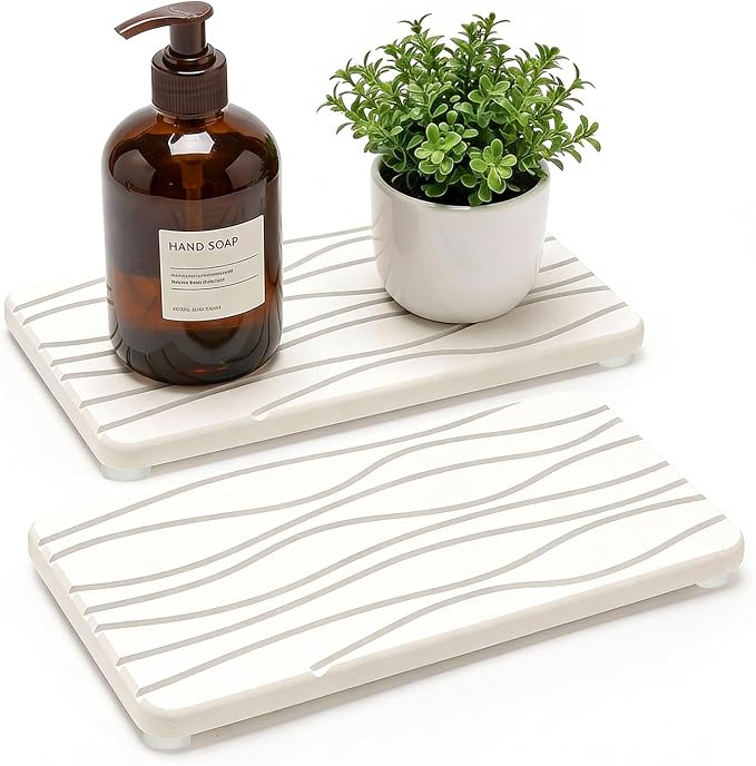 Amazon.com: Water Absorbing Stone Tray for Bathroom Sink Stone Drying ...