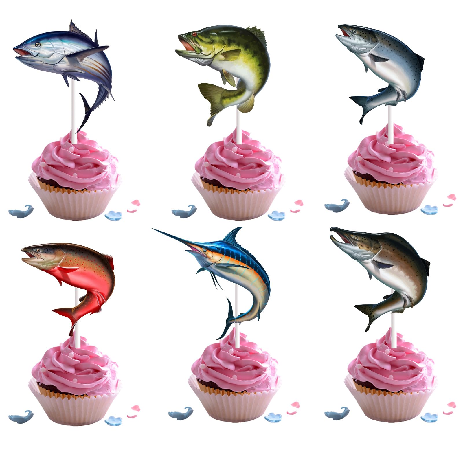Gone Girl Fishing Cupcake Toppers Edible Wafer Birthday Cake Fishing ...