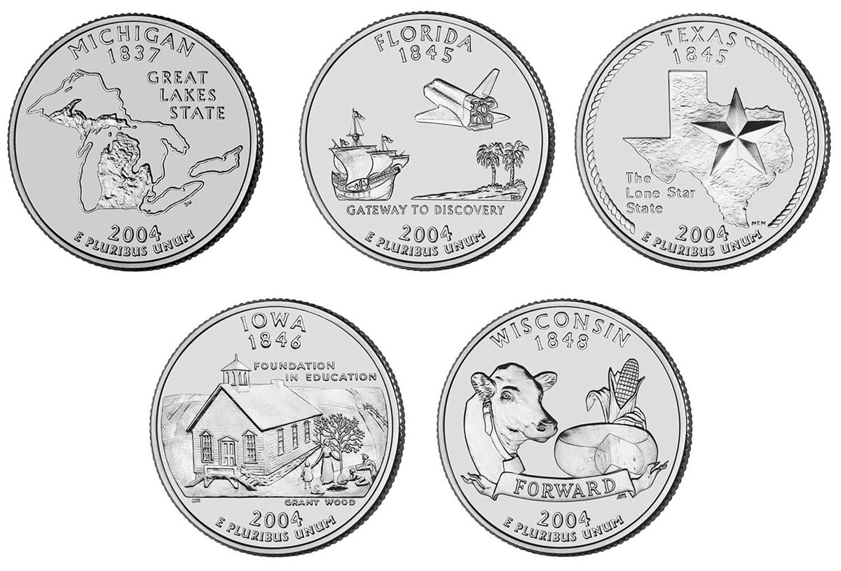 2004 P, D BU Statehood Quarters - 10 coin Set Uncirculated at Amazon's ...
