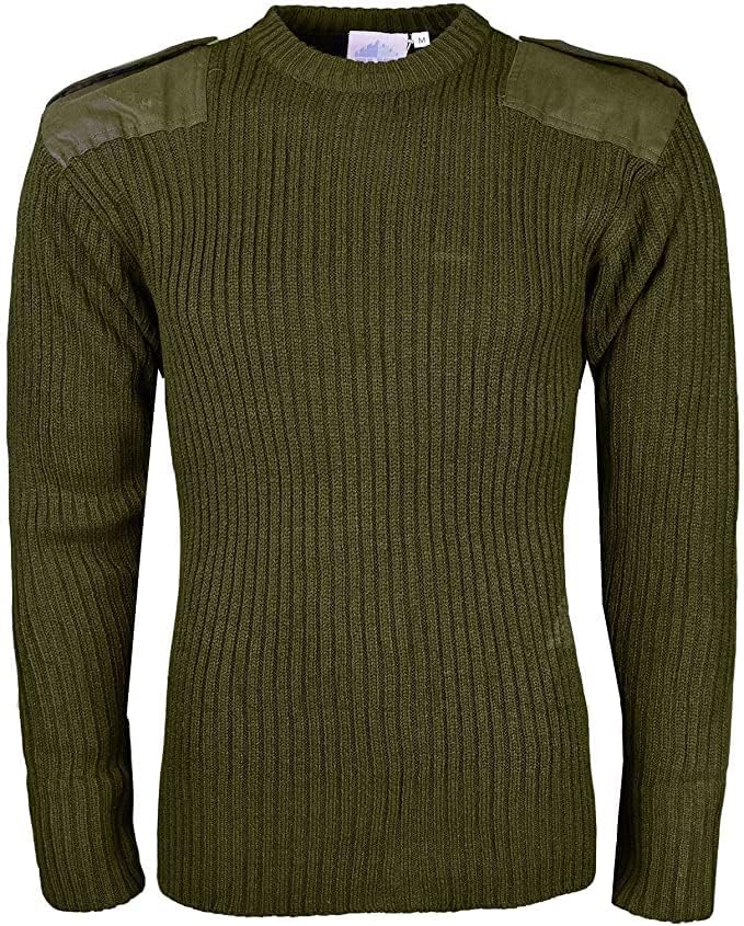 Mens Seciurity Jumper Army Military Knitted Crew Neck Jumpers with ...
