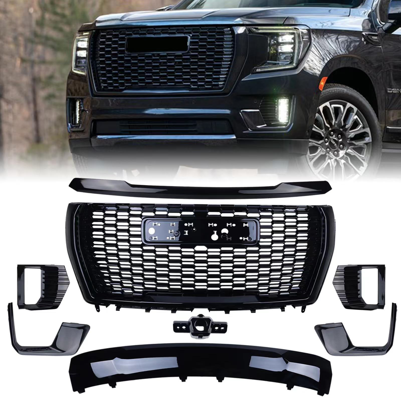 Amazon.com: KAMDKI Grille Set 8pcs Compatible with 2021-2024 GMC Yukon ...