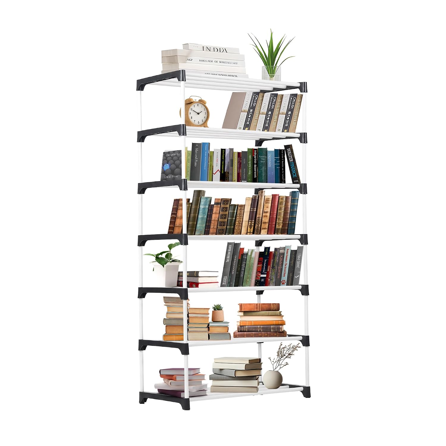 NUMENN 7 Layer Multipurpose Bookshelf Rack | Waterproof Plastic Book ...