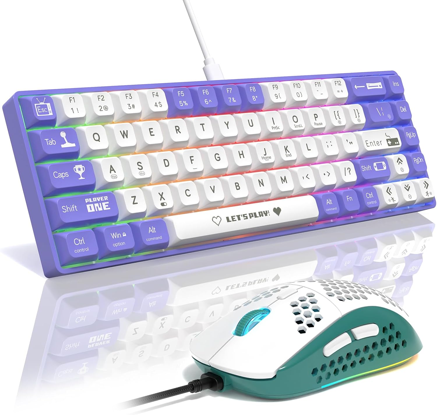 Amazon.com: AJAZZ AK680 Mechanical Gaming Keyboard and mouse Combo Hot ...