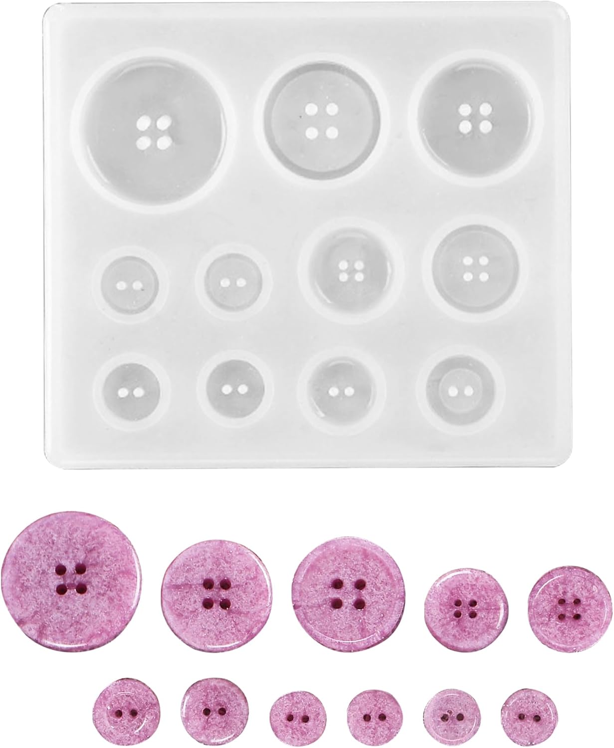 Amazon.com: Button Resin Molds,Silicone Mould for Resin,Round Button ...