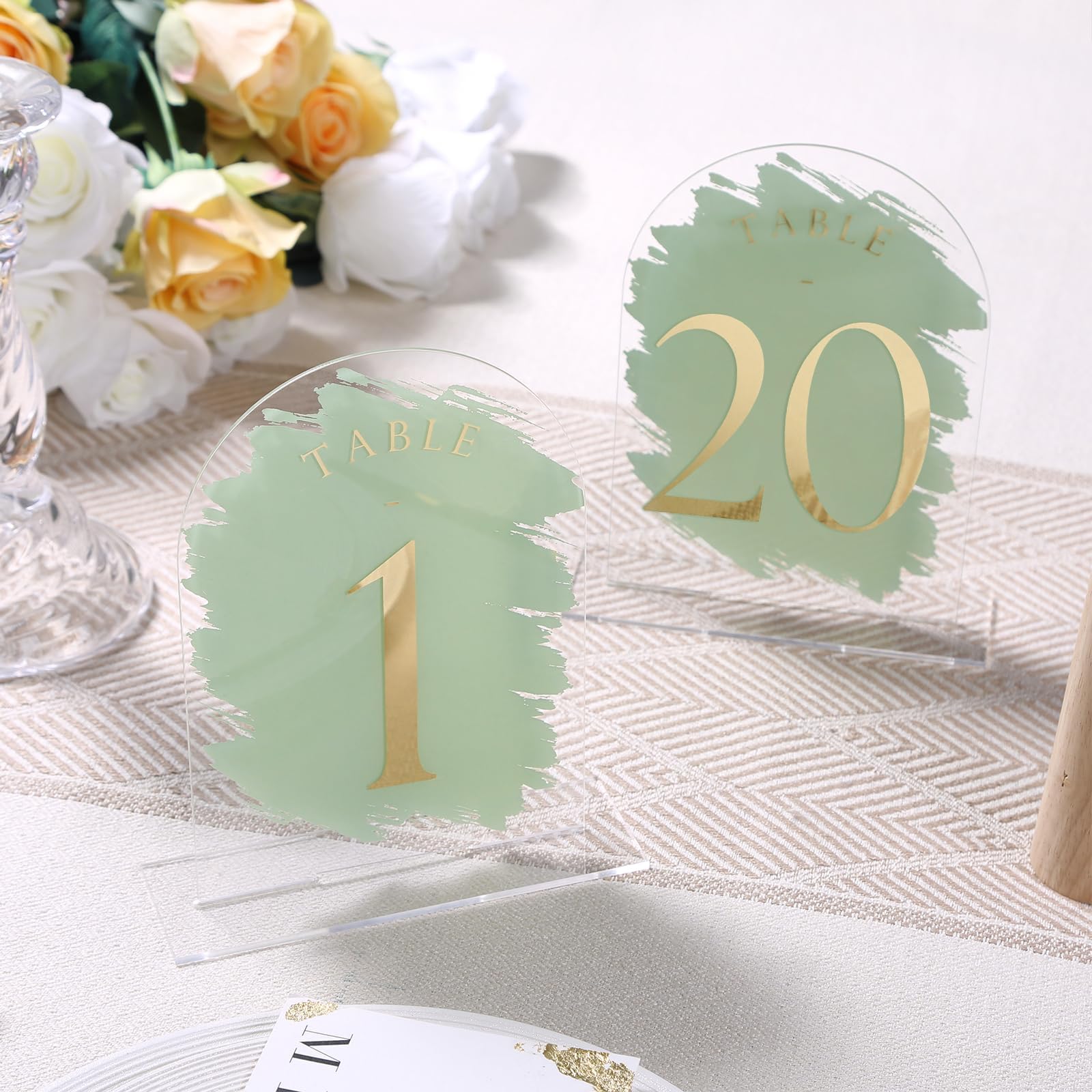 Amazon.com: UNIQOOO Sage Green Painted Arch Wedding Table Numbers with ...