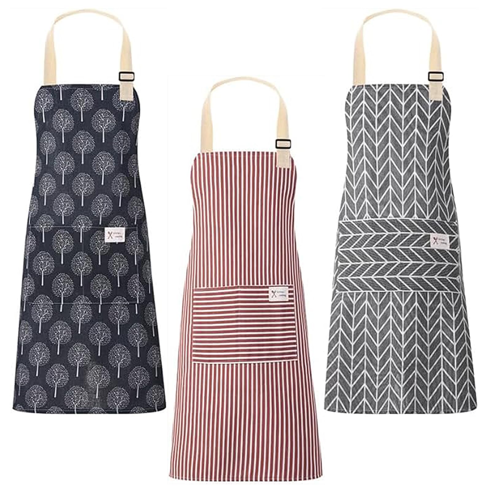 TANGHSE 3 Pack Aprons for Women, Waterproof Apron for Cooking Chef ...