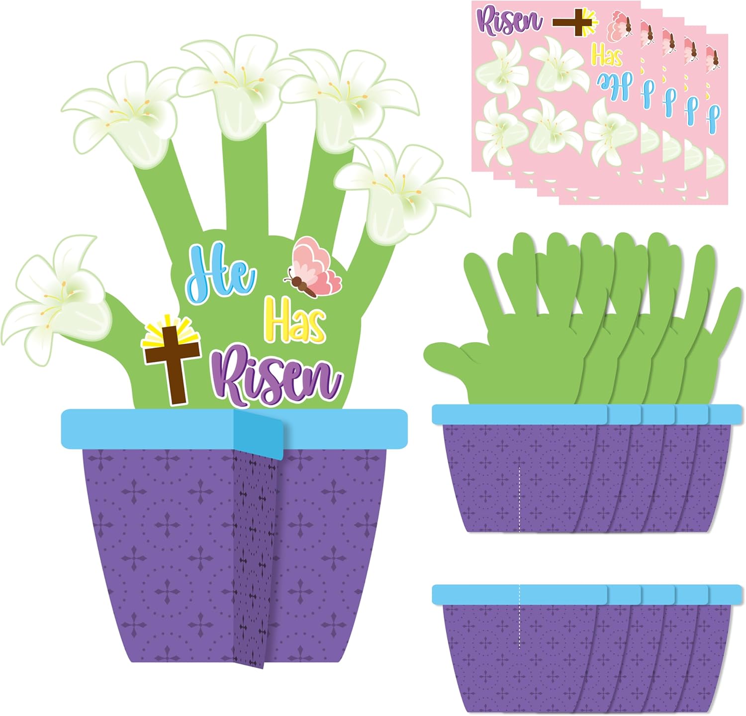 Amazon.com: WATINC 24 Pack Easter Jesus He is Risen Handprint Flower ...