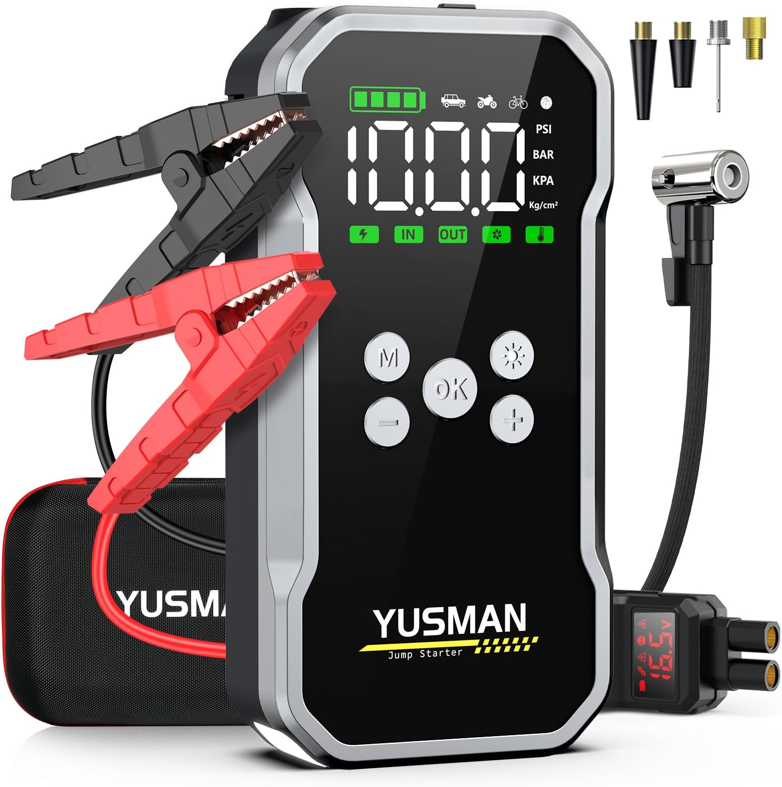 Amazon.com: Car Jump Starter with Air Compressor, Sharmeal 150PSI 4000A ...