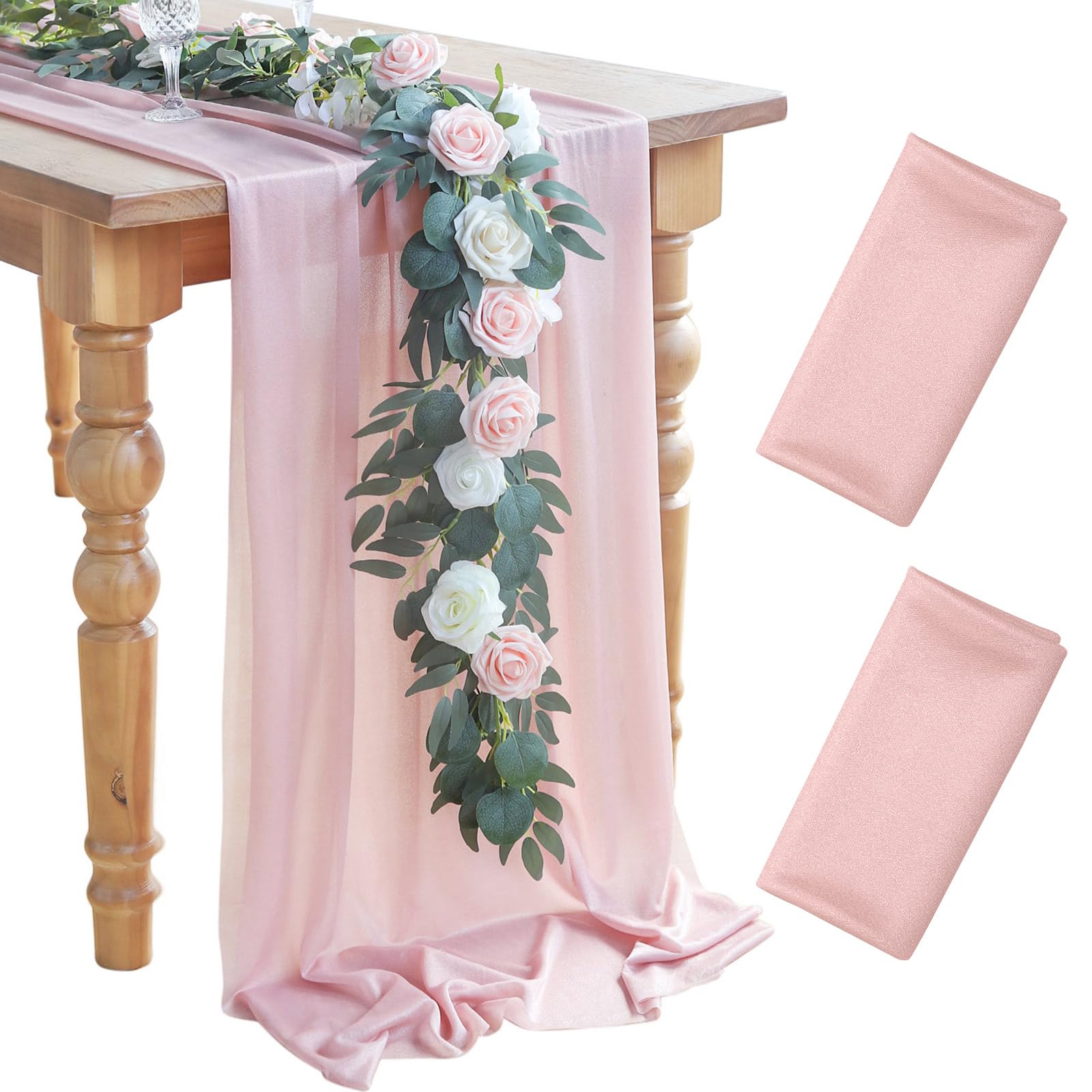 Amazon.com: HIALTODAY 2Pcs 29x120 Inches Pink Chiffon Tabler Runner ...