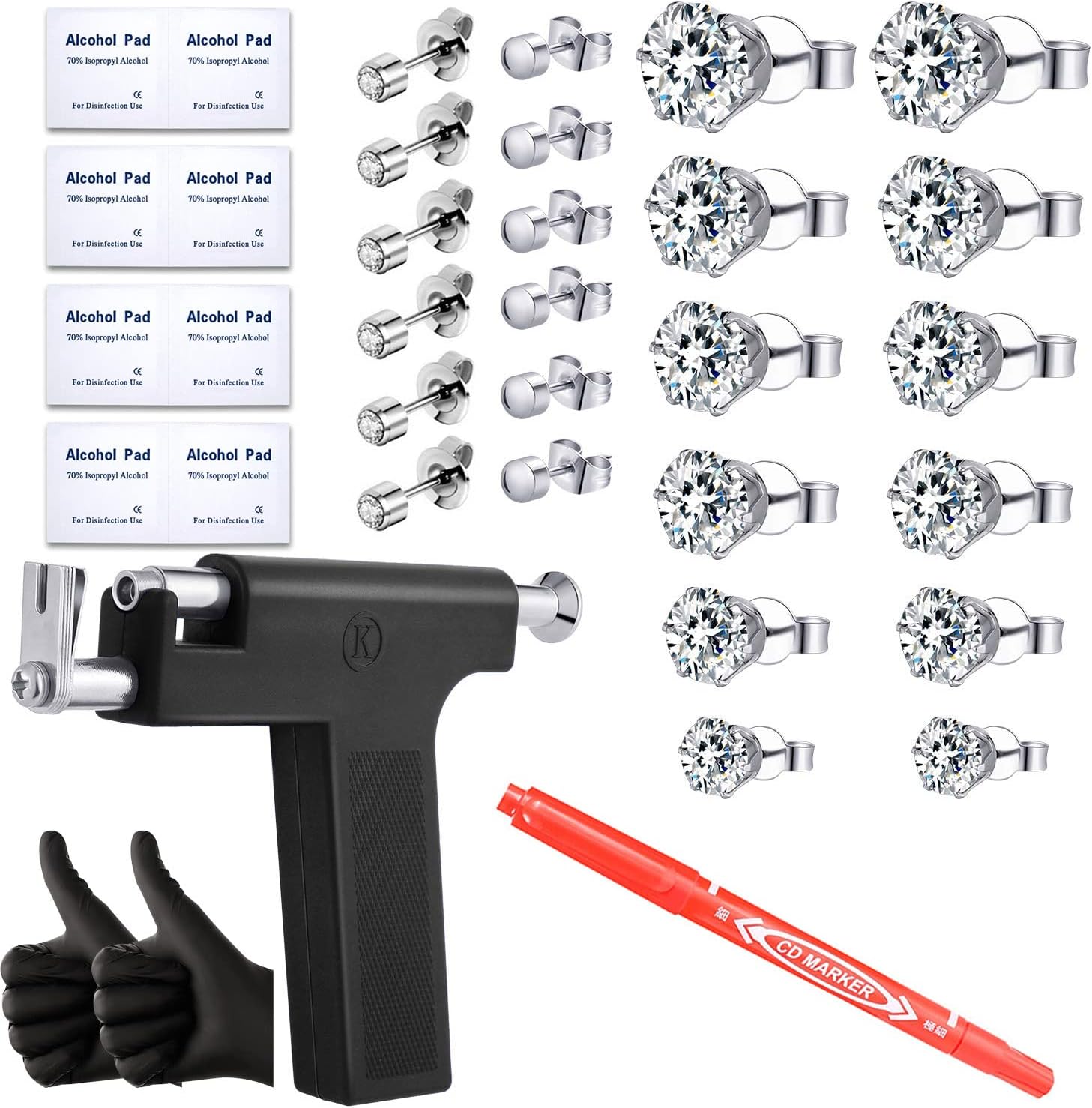Amazon.com: Professional Ear Piercing Gun Kit with 6 Pairs S925 ...