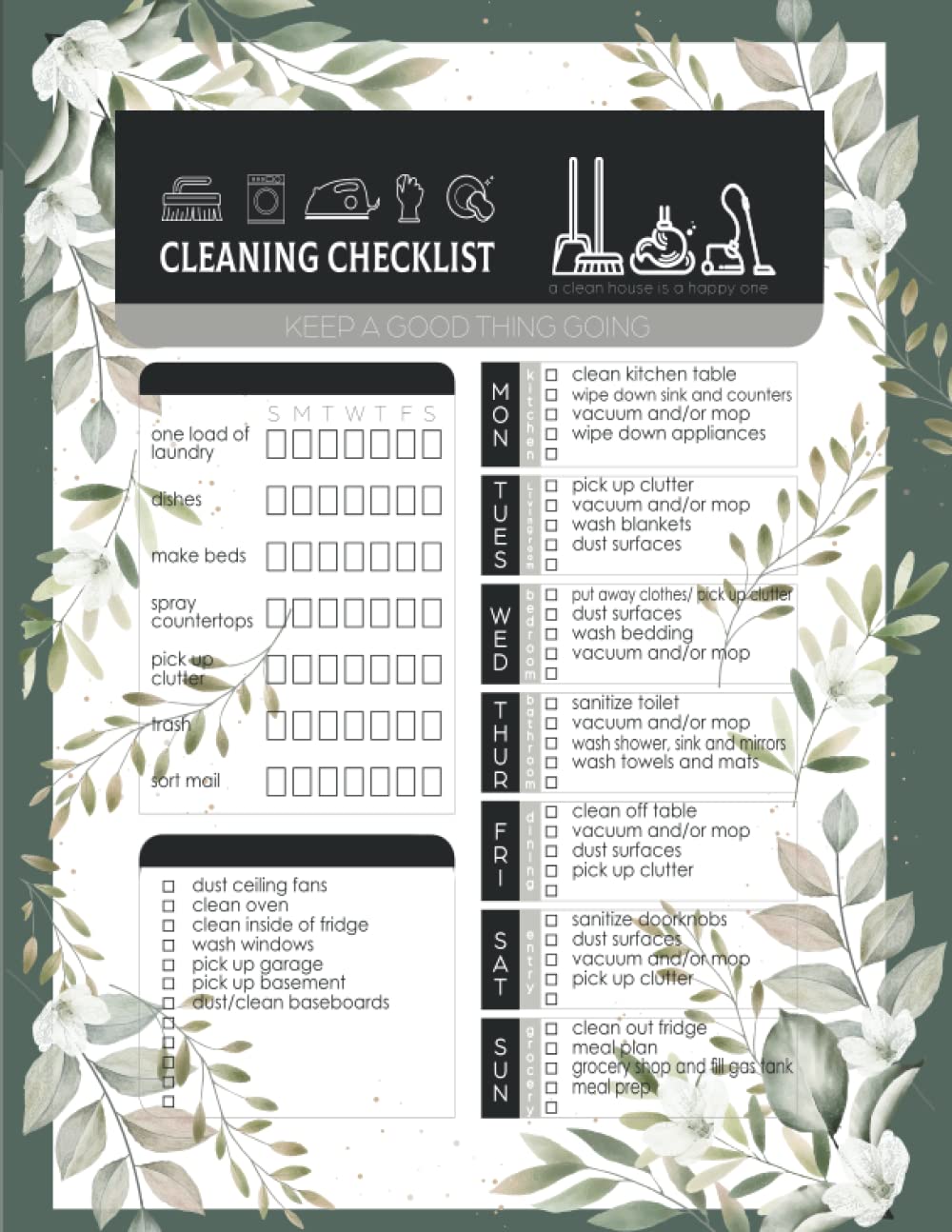 Buy house cleaning schedule and checklist: Daily Weekly and Monthly ...