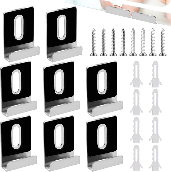 Pack of 8 Mirror Brackets Wall Stainless Steel U Angle Mirror Holder ...
