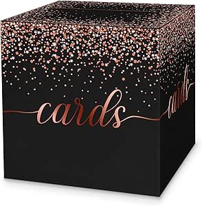 Amazon.com: LIKAJON 1 Pack Black and Rose Gold Card Box for Party, 8.7 ...