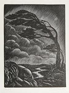 Amazon.com: Isaac Friedlander, Man in Storm Woodcut, signed in pencil ...