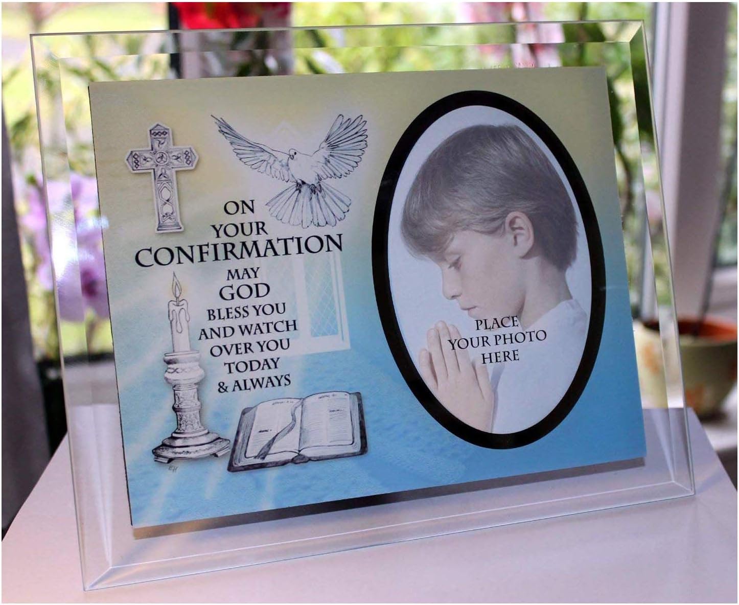 Amazon.com: Inspirational Glass Poem Photo Frame Blue Confirmation Gift ...