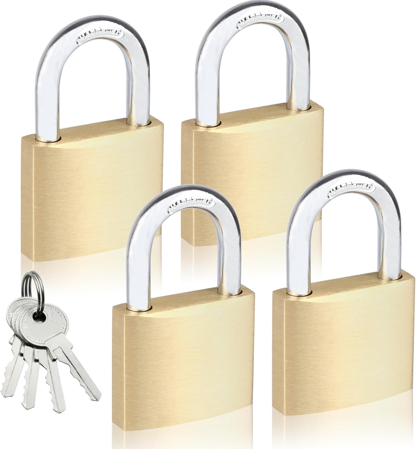 4Pack Solid Brass Padlocks Keyed Alike, 1-1/2" Locker Lock with Keys ...