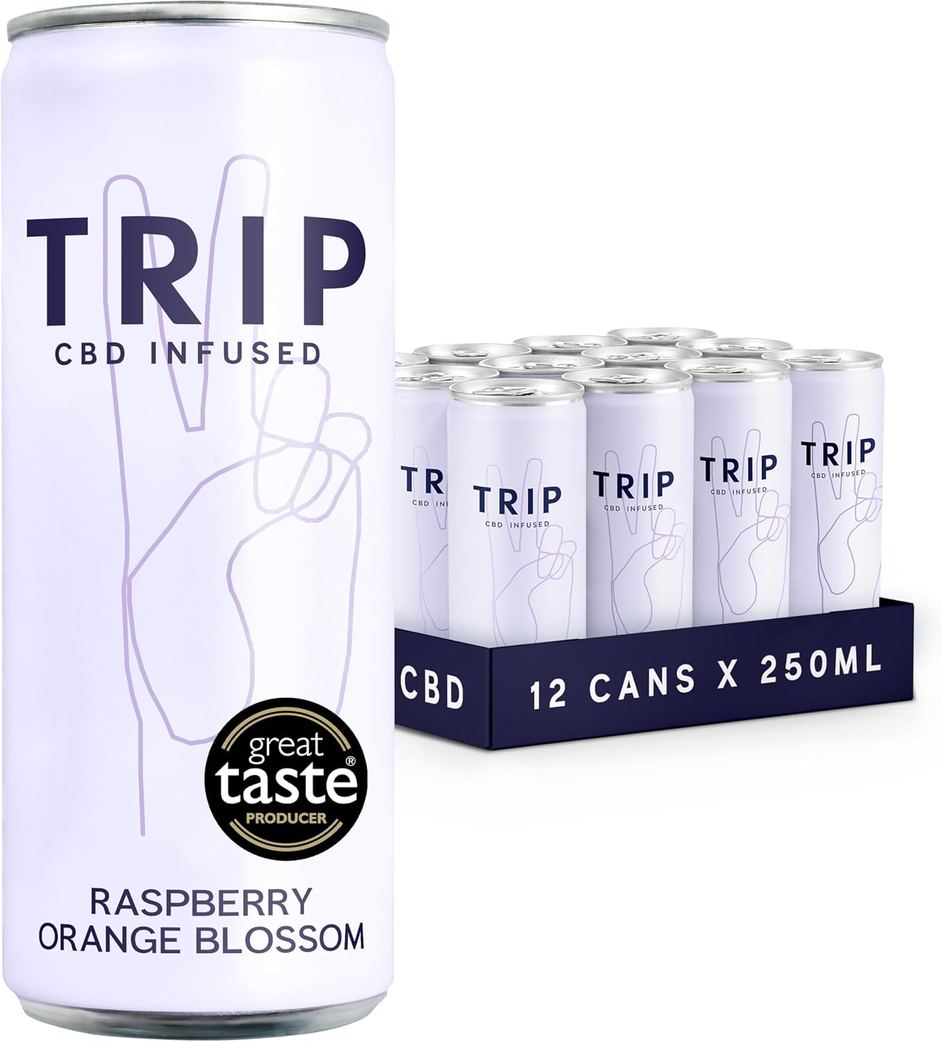 TRIP CBD Drink, Sparkling Raspberry Orange Blossom, 25mg CBD Fizzy ...