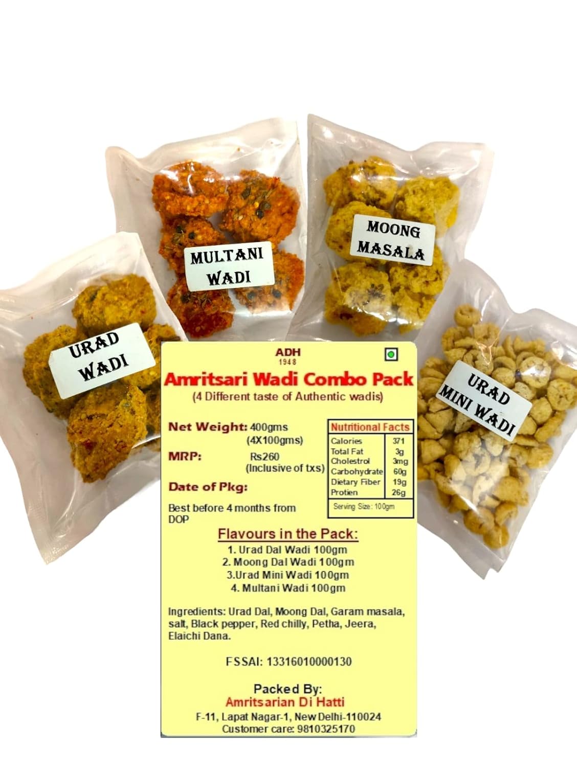 ADH Amritsari Wadi Combo 4 in one | 4X100gms | Urad Dal Wadi 100gm ...