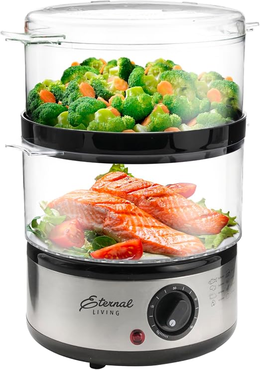 Amazon.com: Electric Food Steamer Stackable Two-Tier Bowls, 5 Quart ...