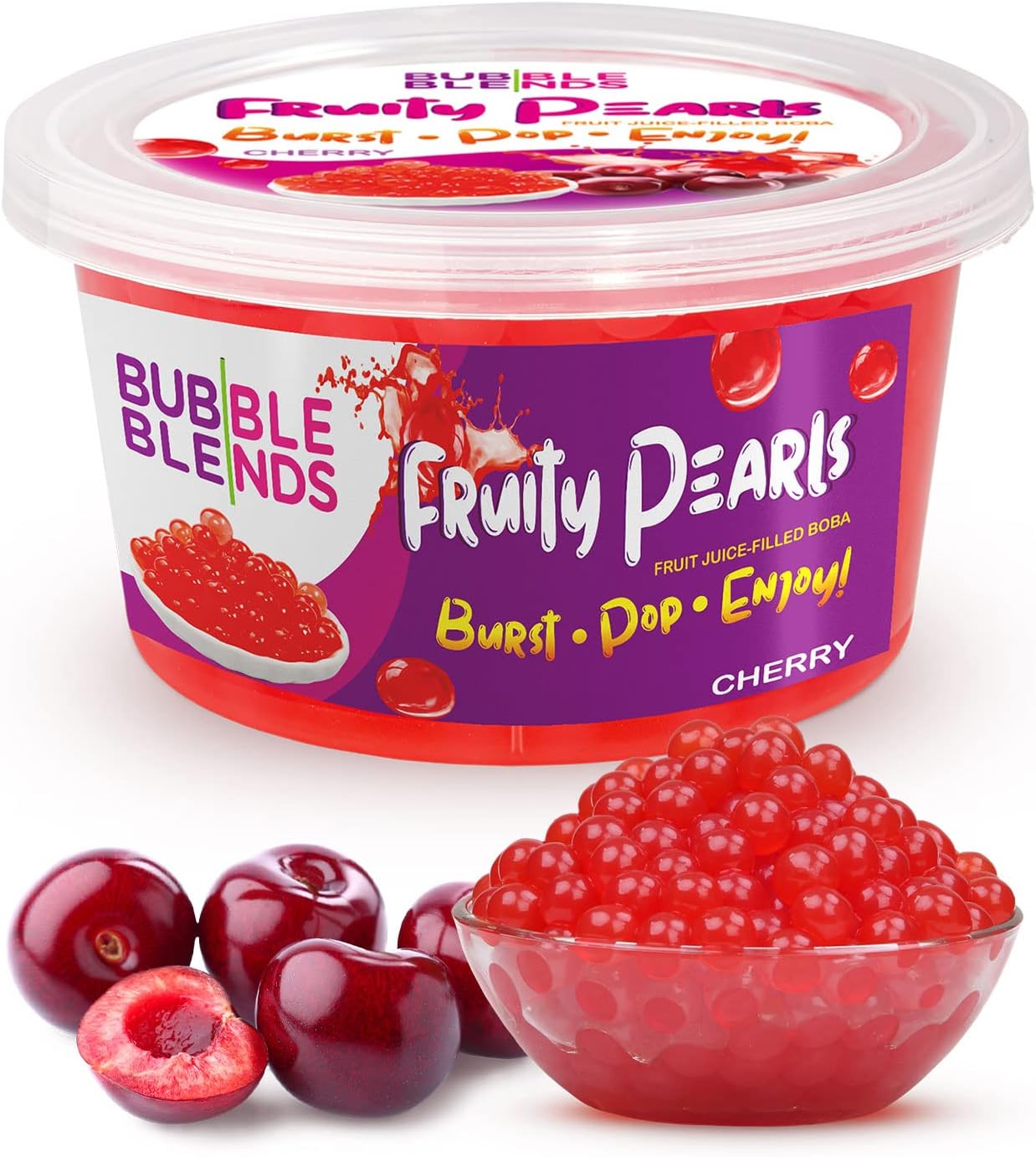 Amazon.com: Bubble Blends Cherry Popping Boba (1lb) - Popping Pearls 100% Fat-Free-Free - Real ...