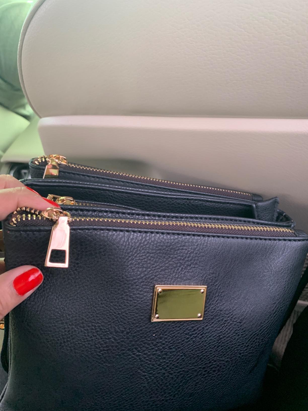 Triple Compartment Crossbody Bag for women Gold Zipper (Pink): Handbags ...