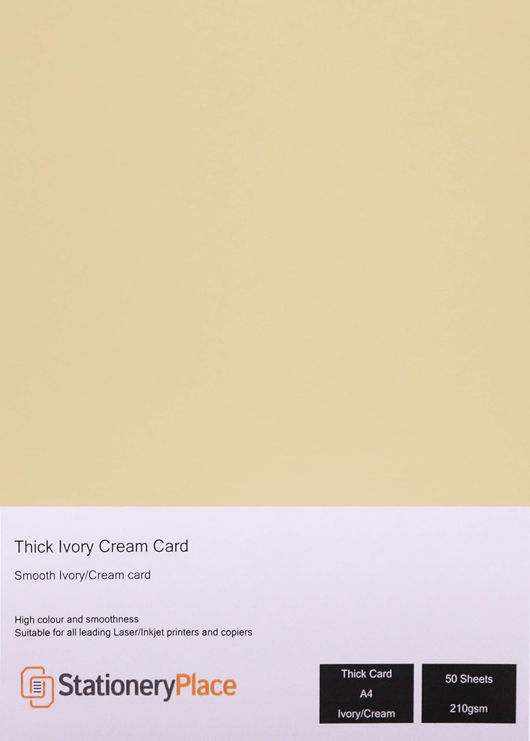 Stationery Place Thick Ivory Cream Card 210GSM A4 X 50 Sheets : Amazon ...