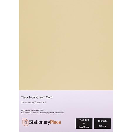 Ivory Cream A4 Coloured Craft Card 210gsm x 50 Sheets : Amazon.co.uk ...