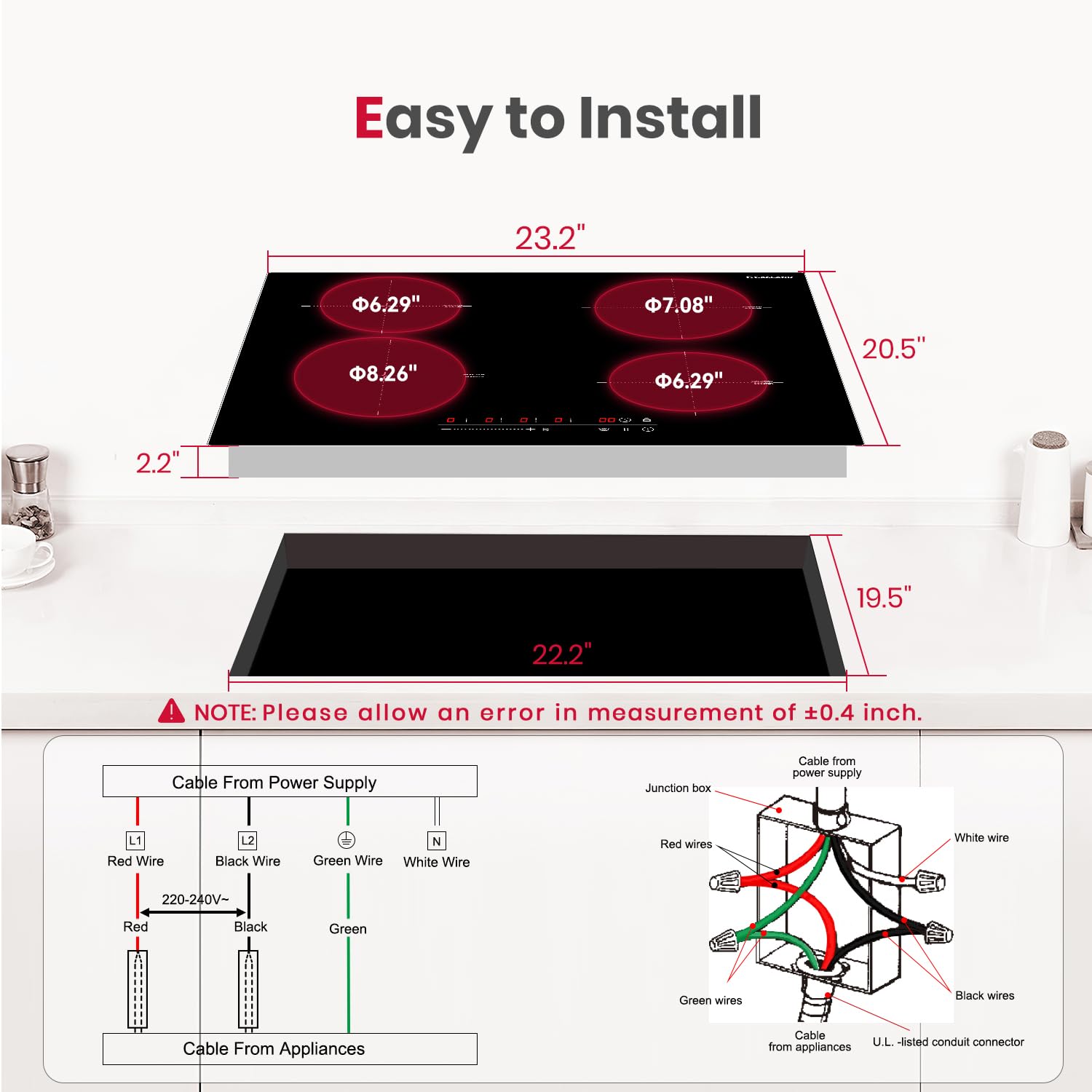 Snapklik.com : GASLAND 4 Burners Induction Cooktop 24 Inch,7200W Built ...