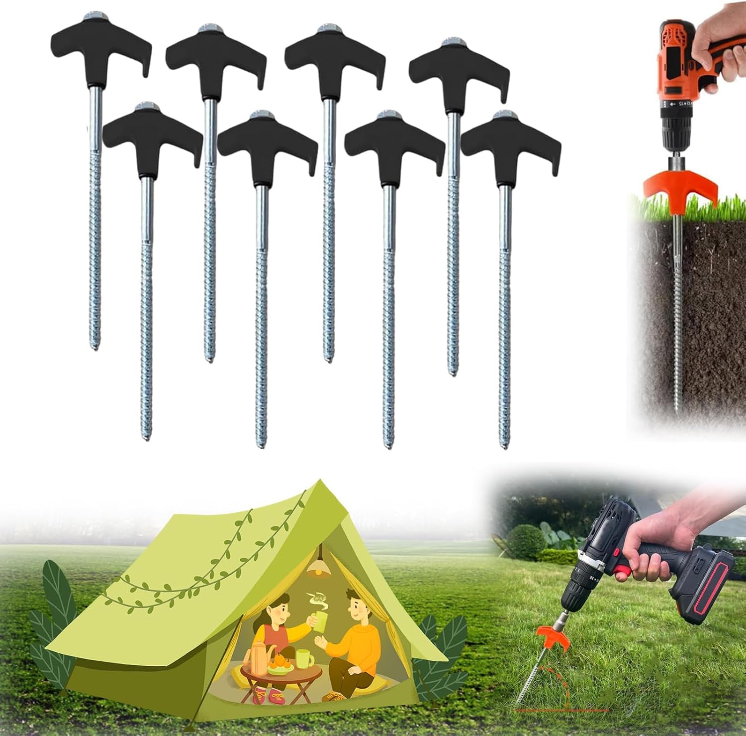 Amazon.com : 8" Screw in Tent Stakes - Ground Anchors Screw in, Heavy ...