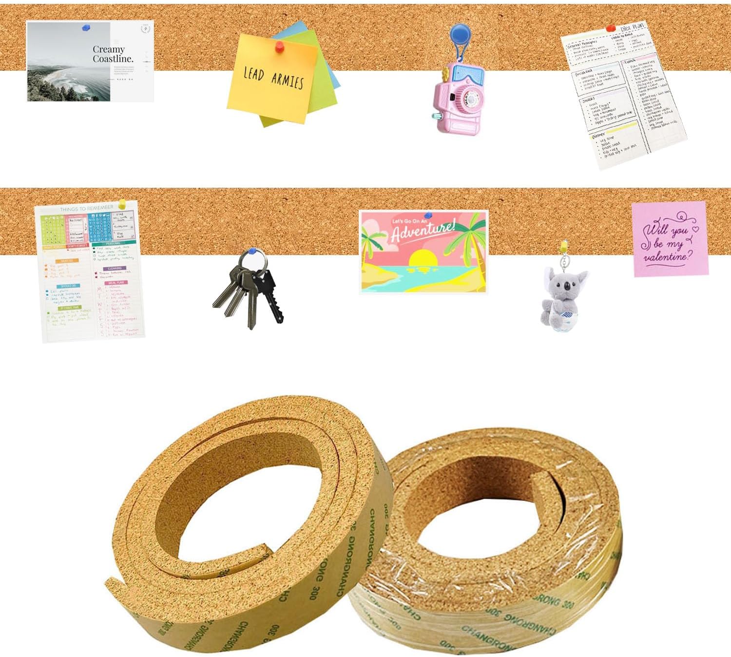 Amazon.com : 2 Rollers Cork Board Strips Bulletin Bar Strip 48''x1 ...