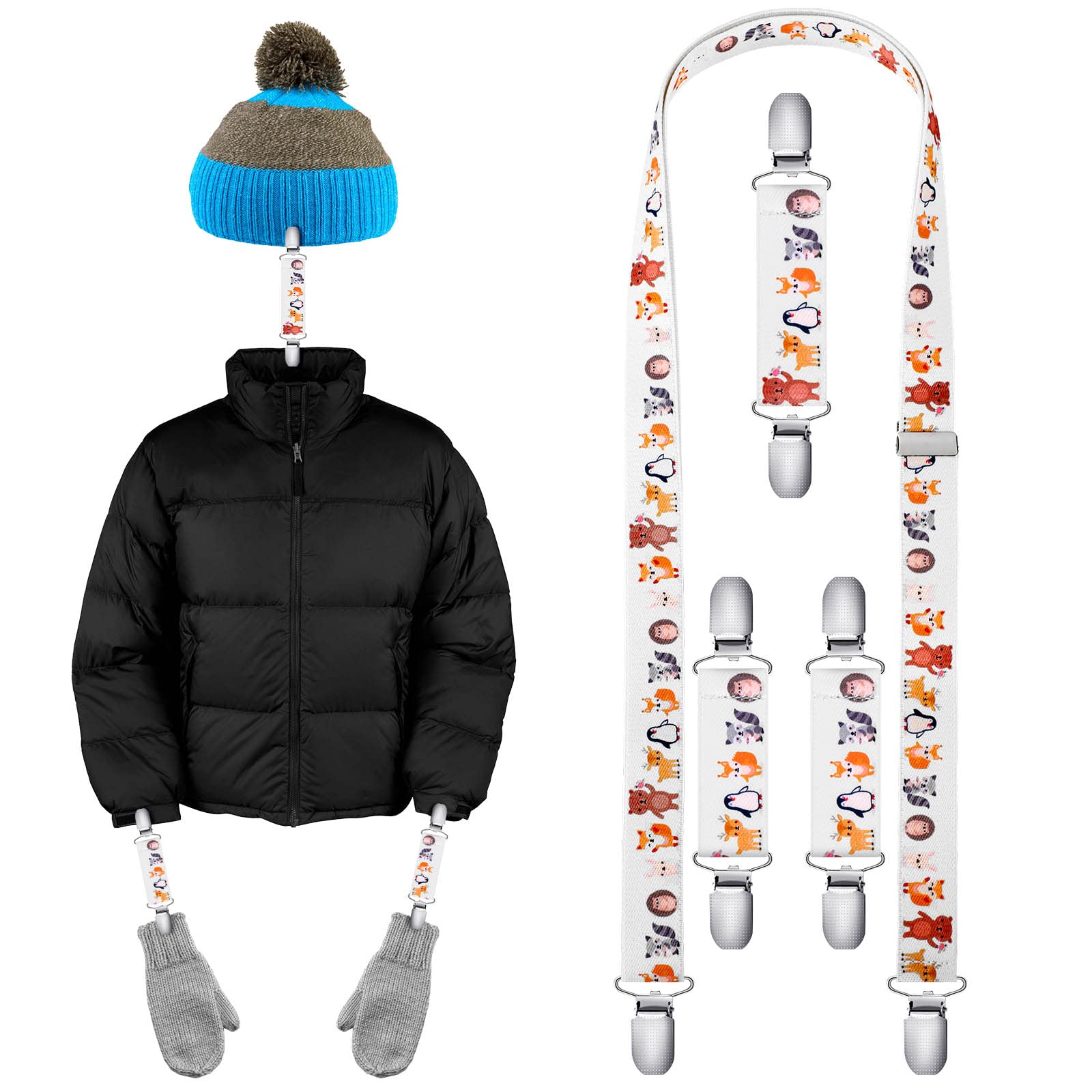 Amazon.com: Jiuguva 4 Pcs Mitten Clips for Toddler Kids Gloves Clips ...