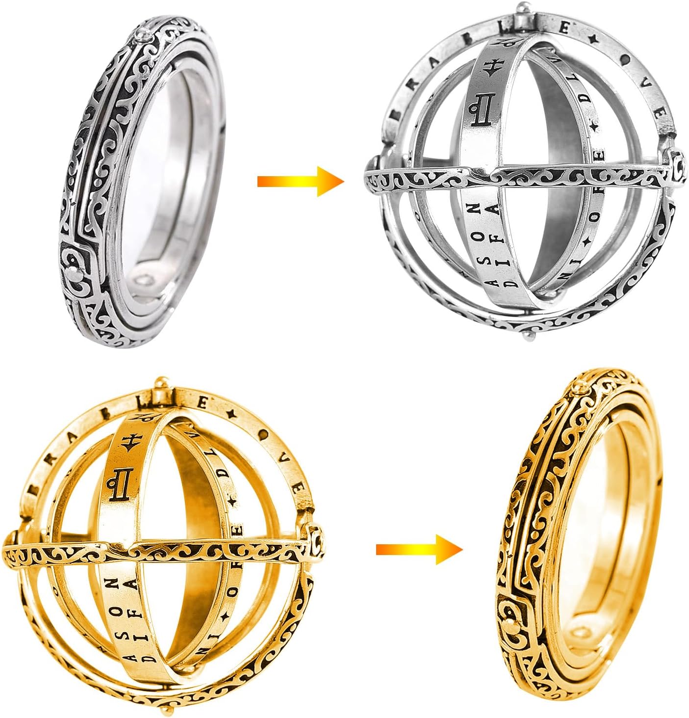 Amazon.com: 24Aug Anxiety Fidget Ring for Women,2pcs Stainless Steel ...