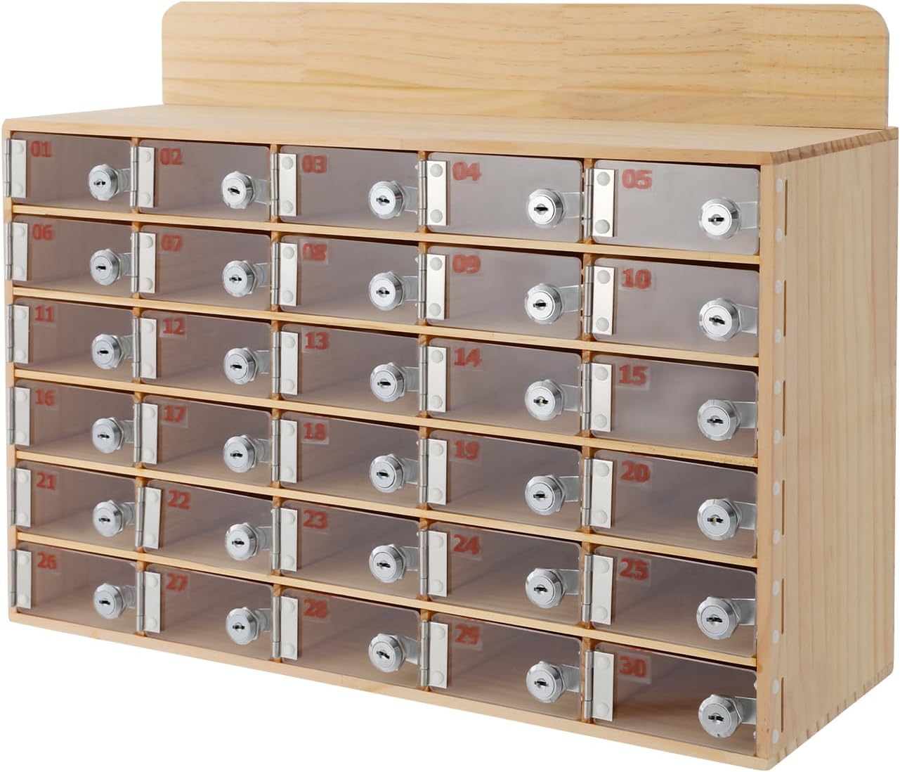 Amazon.com: LENJKYYO 30-Slots Cell Phone Locker, Wooden Cell Phone ...