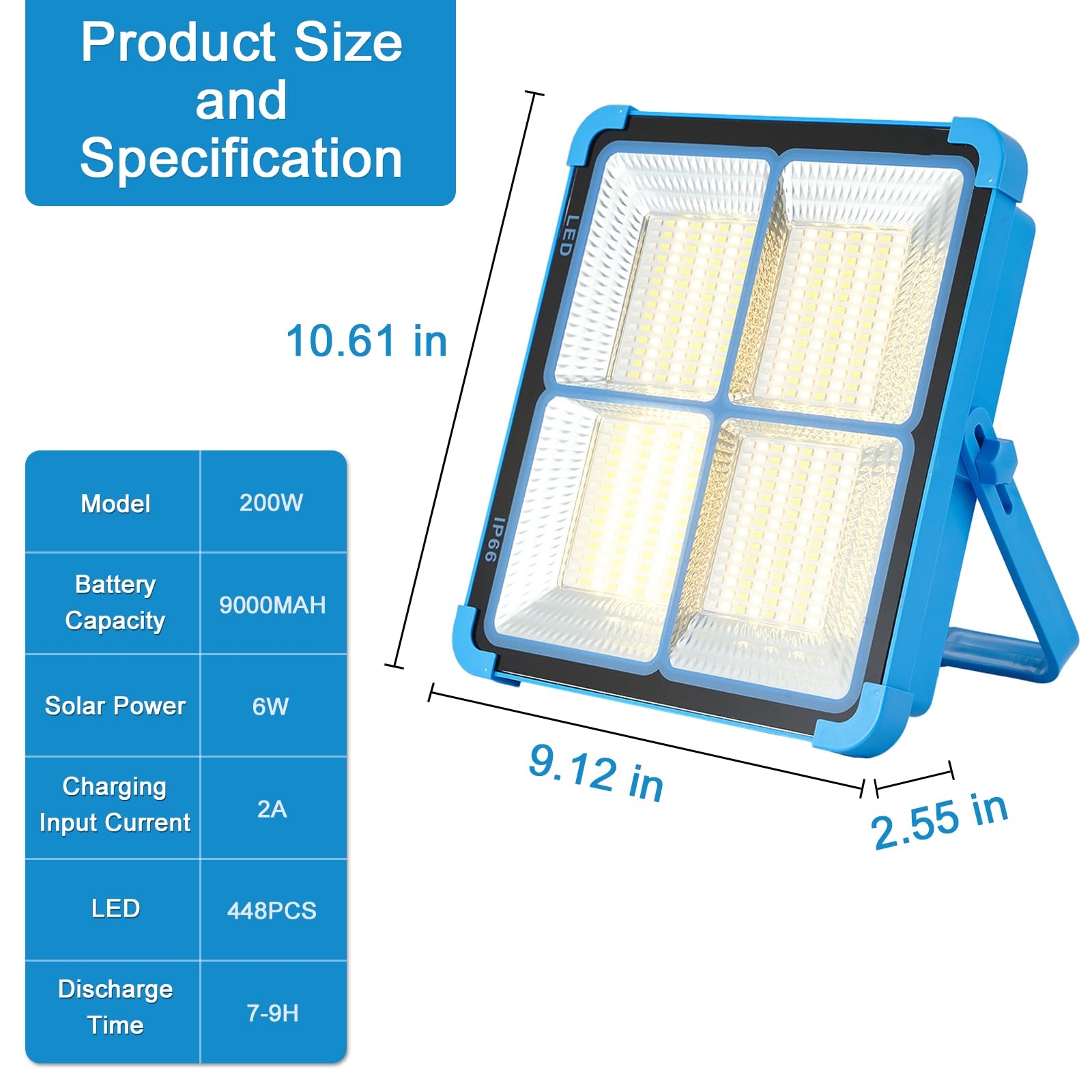 Snapklik.com : Portable LED Work Solar Light, 200W 488D LED Floor Light ...