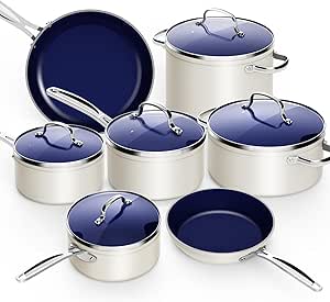 Amazon.com: Nuwave 12pc Forged Lightweight Cookware Set, G10 Healthy Duralon Ceramic Ultra Non ...