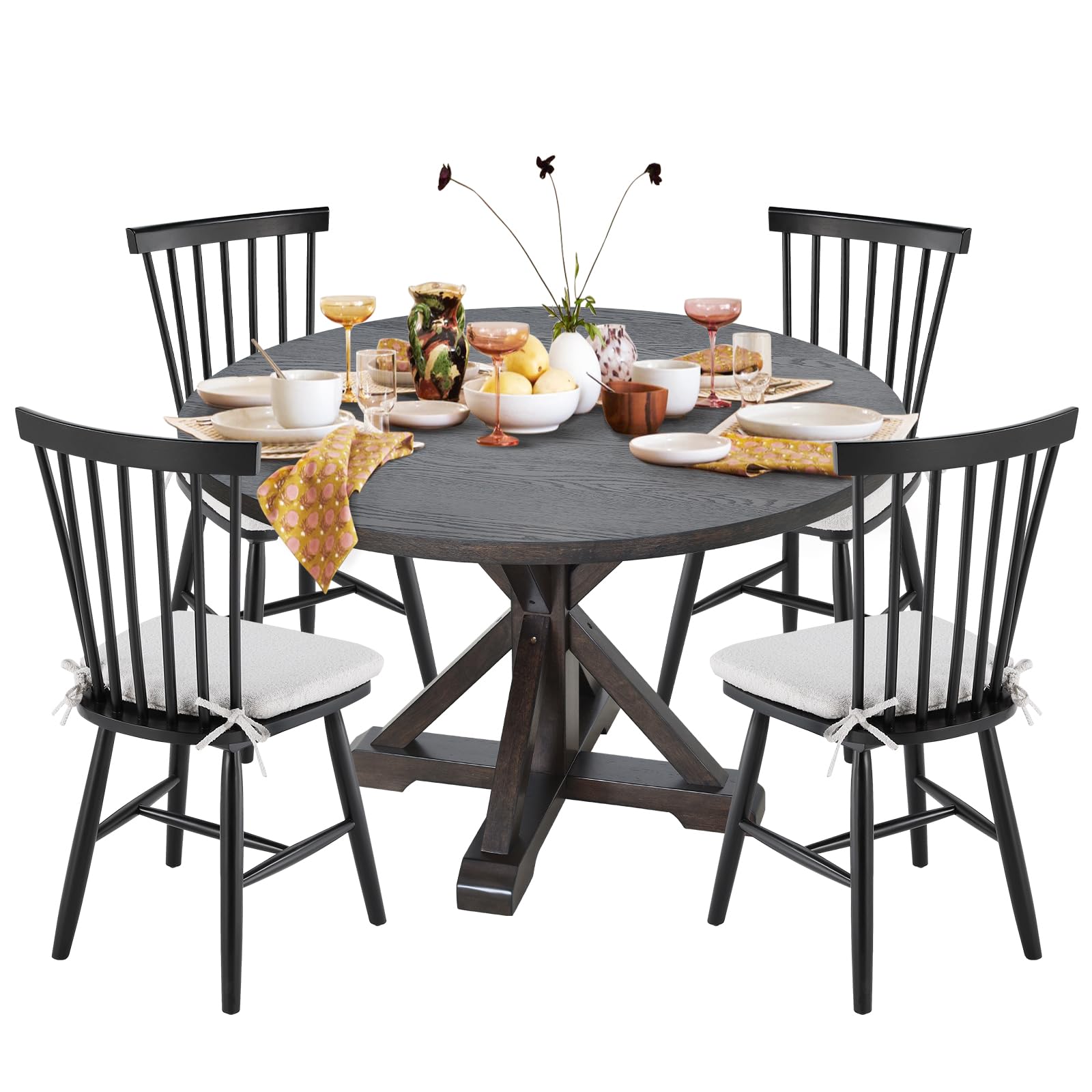 Amazon.com - COLAMY Dining Table Set for 4, 45 Inch Round Kitchen ...