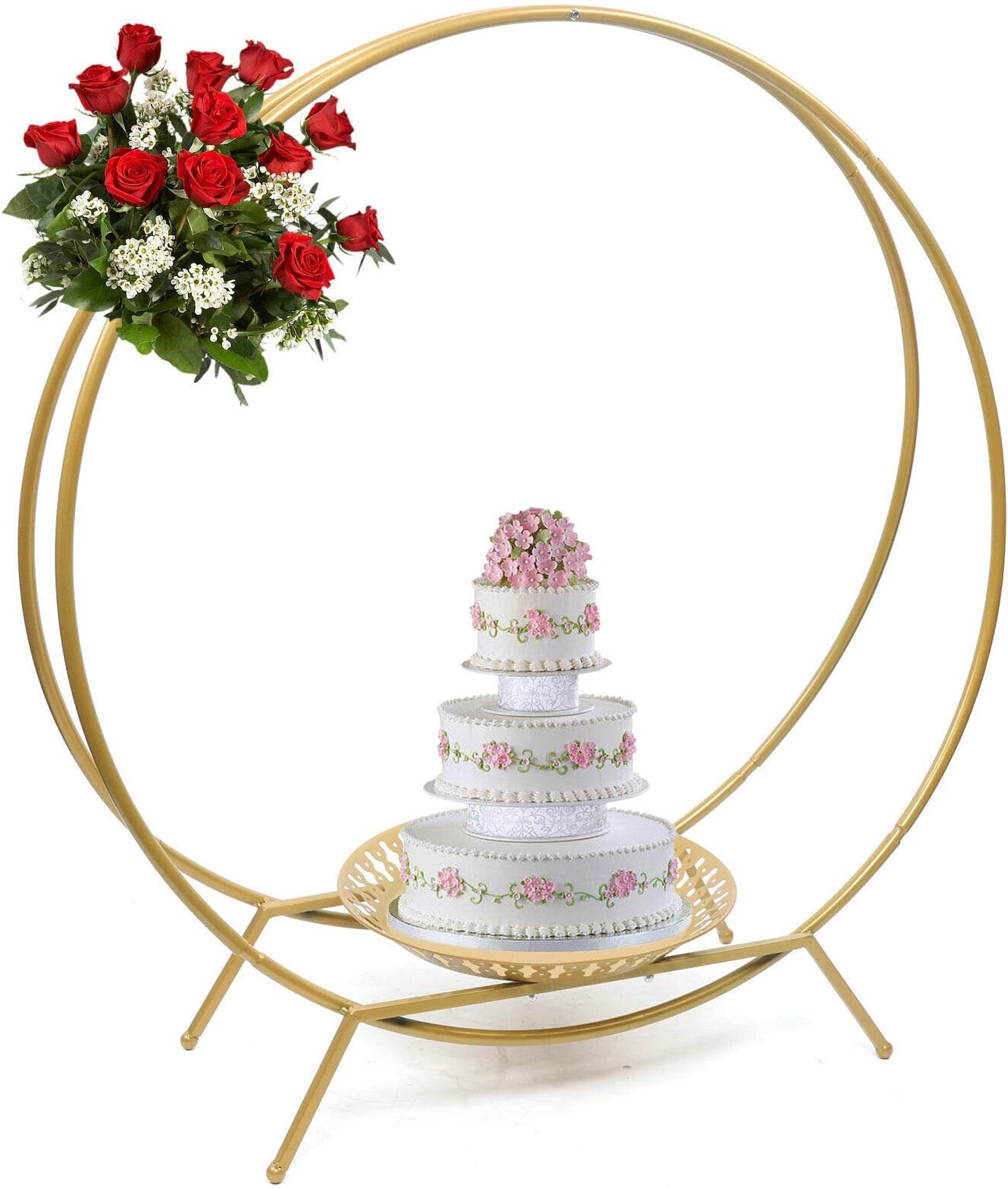 Amazon.com: Gdrasuya10 Double Ring Wedding Cake Stand Gold/Silver Round ...